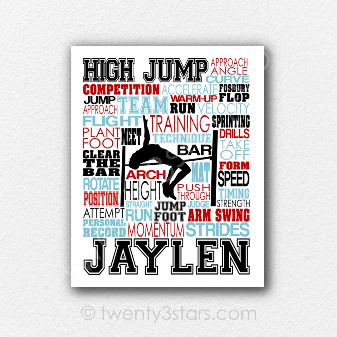 High Jump Gift, High Jump Typography Poster, Track and Field Art, Track ...