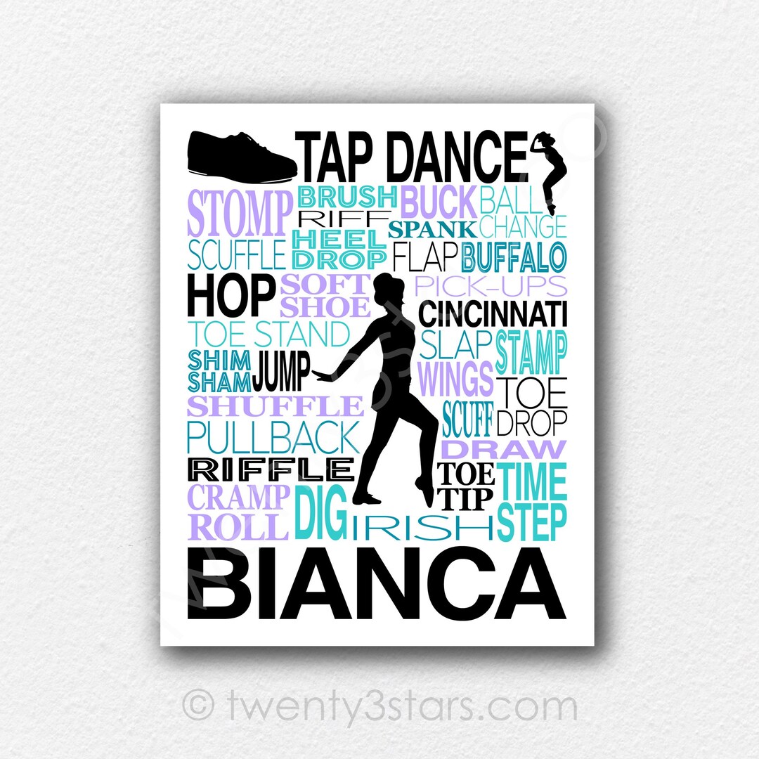 Tap Dance Typography Poster, Tap Dancer Art, Tap Dancer Gift, Tap ...