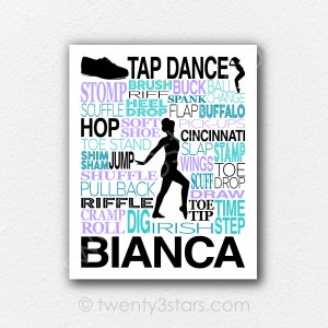 Tap Dance Typography Poster, Tap Dancer Art, Tap Dancer Gift, Tap ...