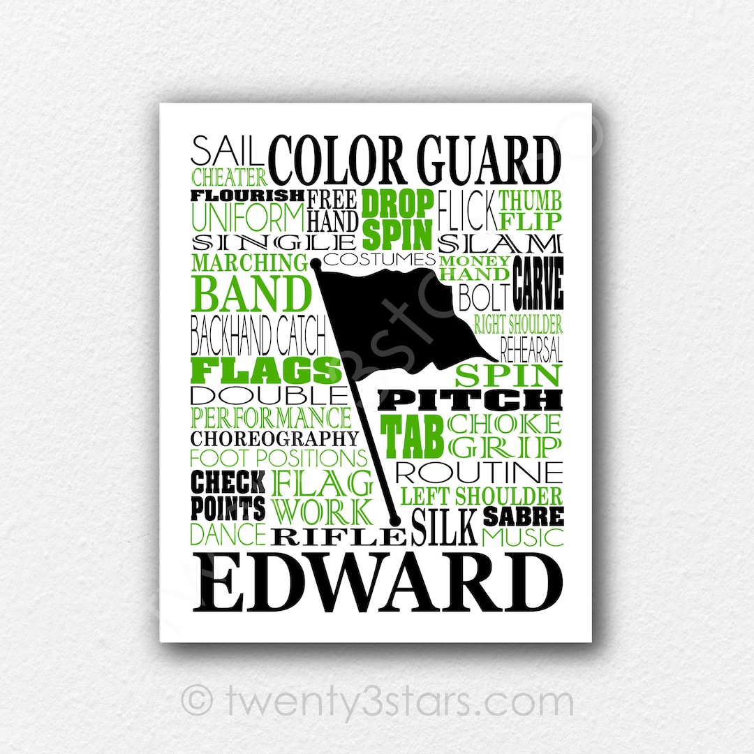 Color Guard Art Print: Personalized Flag Poster (custom Colors ...