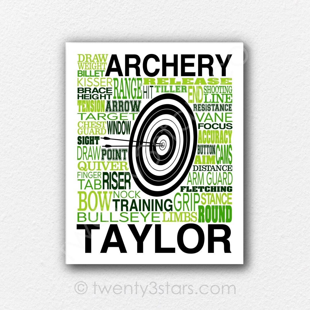Archery Word Art Poster, Gift for Archer, Archery Art Print, Archery ...