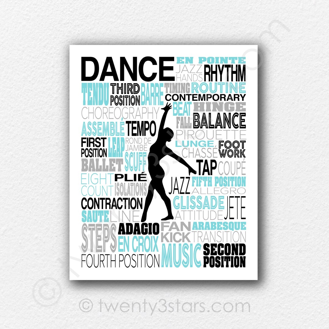 Dance Typography Print: Customizable Colors (name Option Available) - Etsy