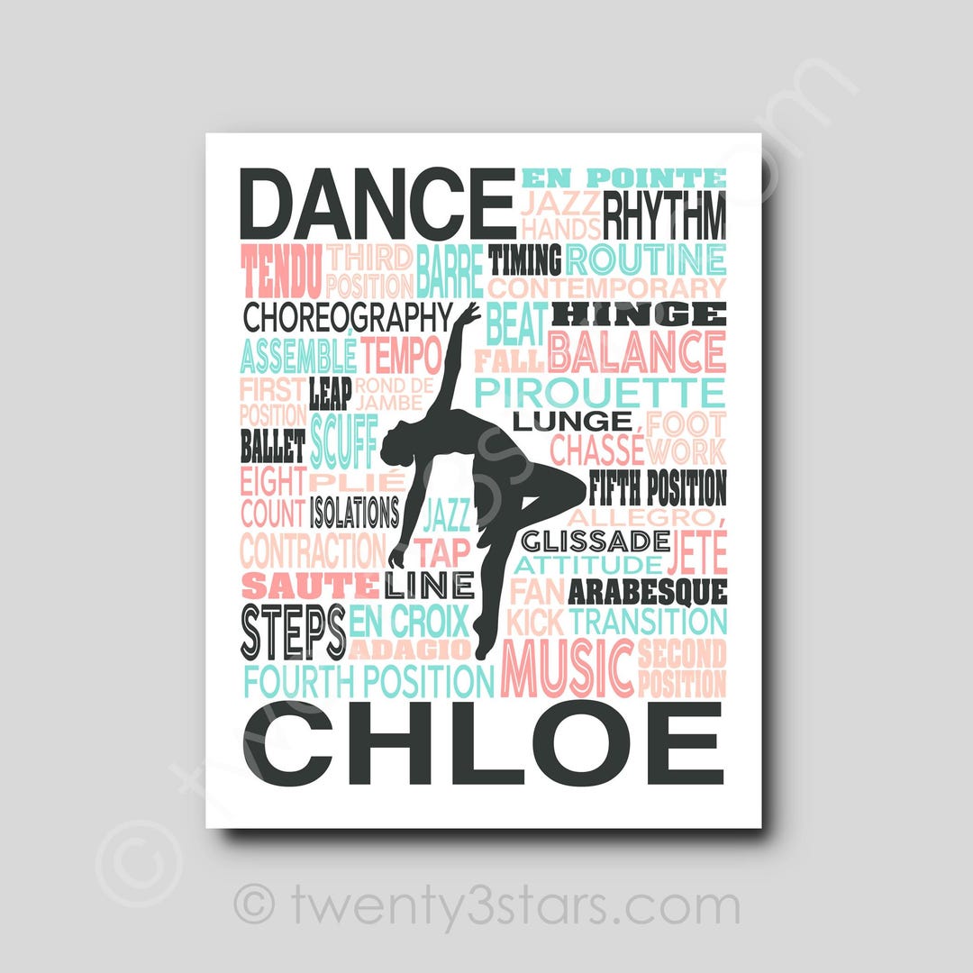Dance Word Art, Gift for Dancer, Dance Team Art, Dance Team Gift, Dance ...