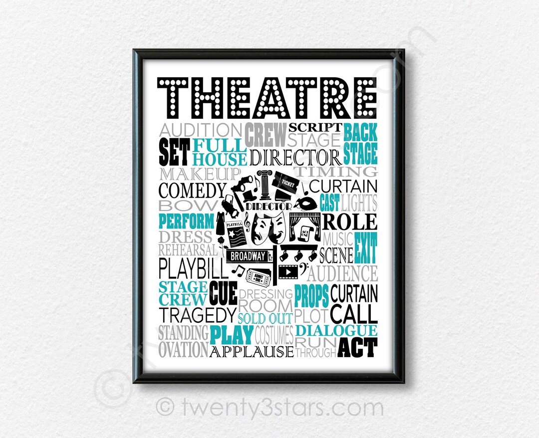 Personalized Theatre Poster Acting Word Art Actress Gift - Etsy