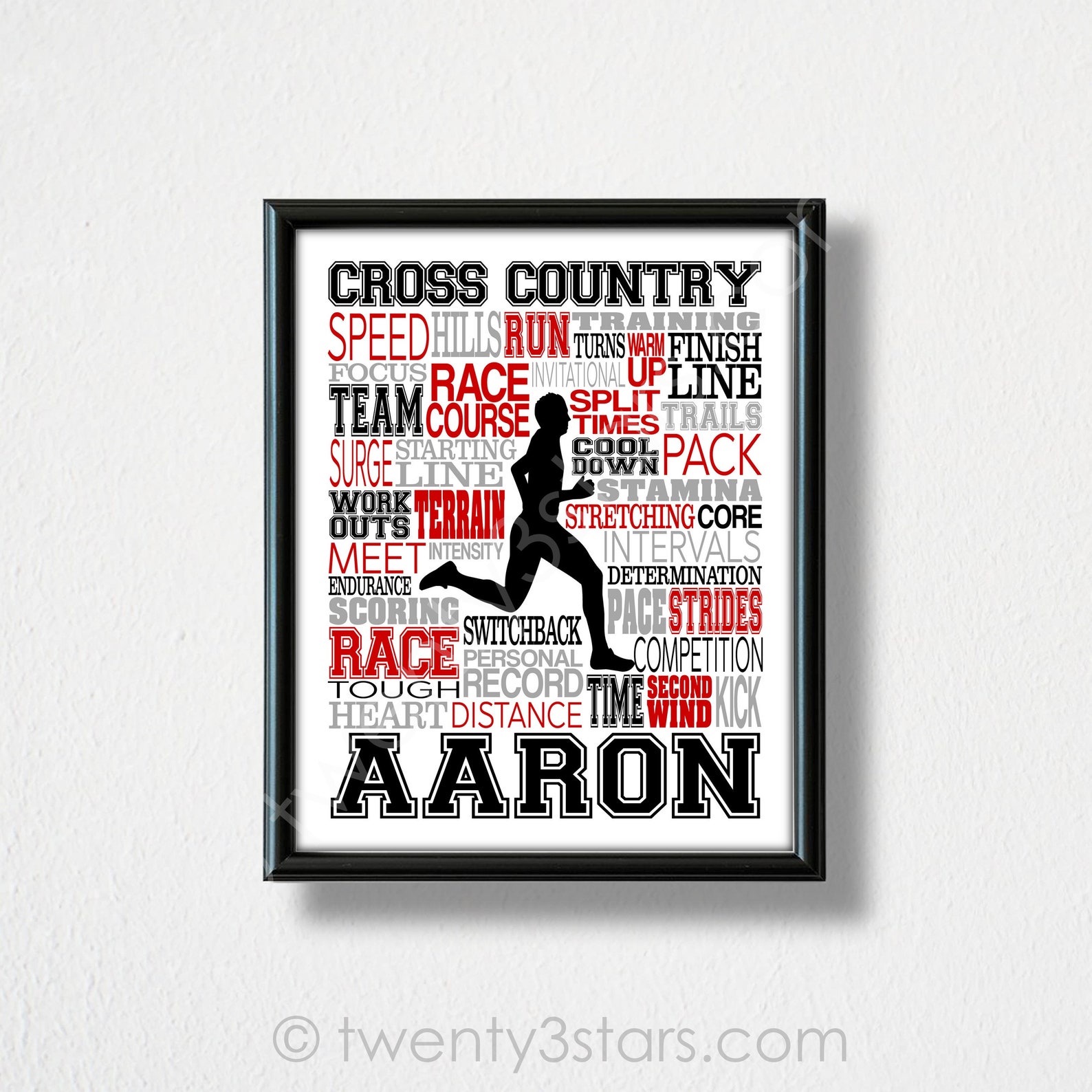 Custom Cross Country Typography Art: Runner/coach Gift - Etsy