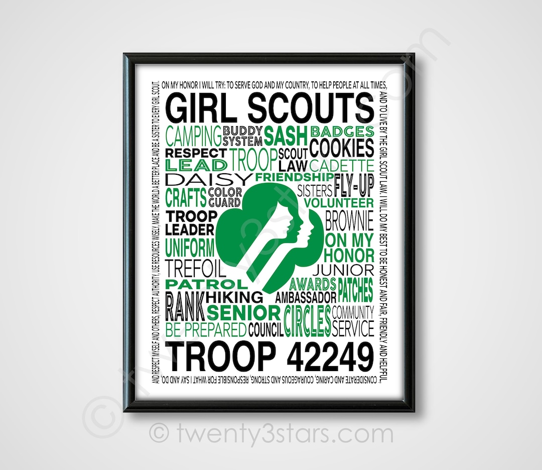 Girl Scouts Word Art Girls Scouts Art Gift for Girl Scout - Etsy