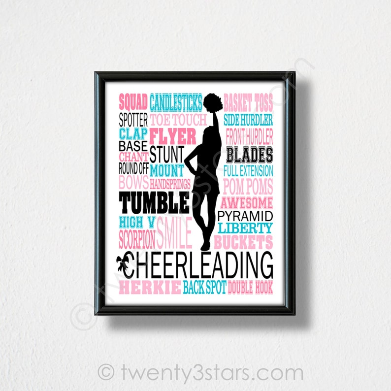 Cheerleading Poster Print: Personalized Squad Art, Custom Colors - Etsy