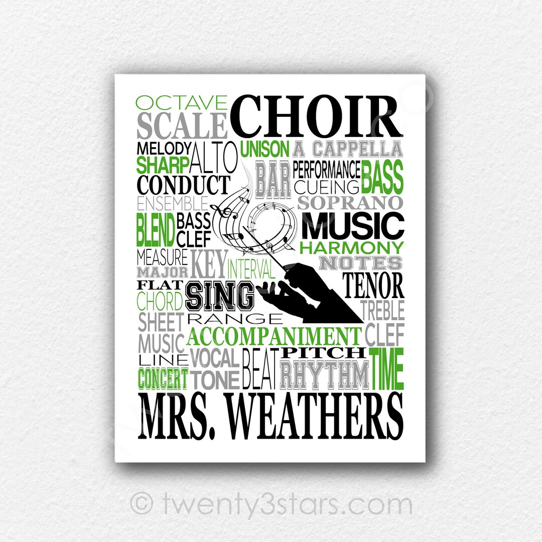 Choir Teacher Art Print, Music Conductor Gift, Personalized Chorale ...