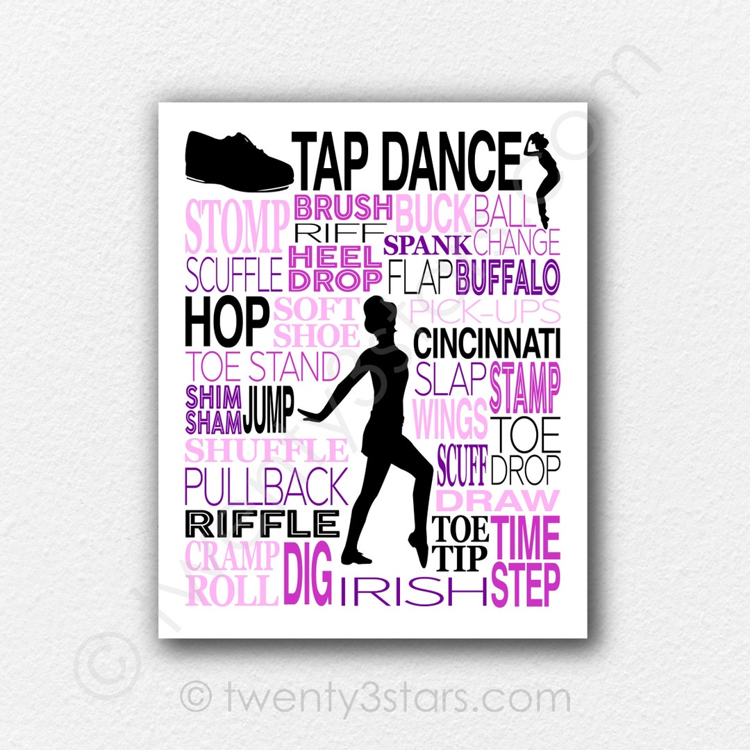 Tap Dance Word Art Tap Dancer Art Tap Gift for Her Custom Tap Dance ...
