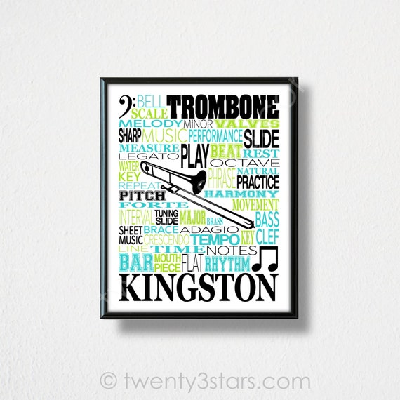 Custom Trombone Poster Trombone Typography Trombone Player - Etsy