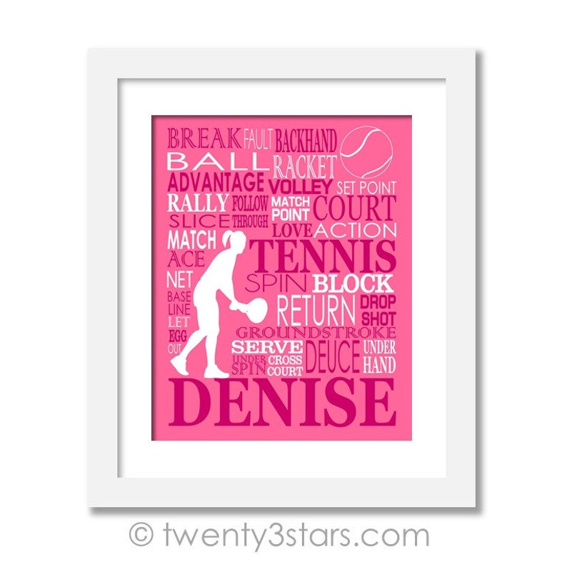 Personalized Tennis Poster Girls Tennis Gift Tennis Player | Etsy