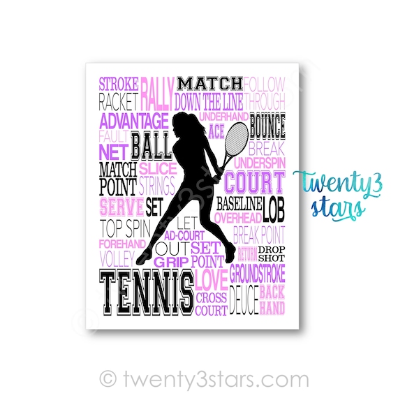 Girl's Tennis Word Art Women's Tennis Gift Tennis | Etsy