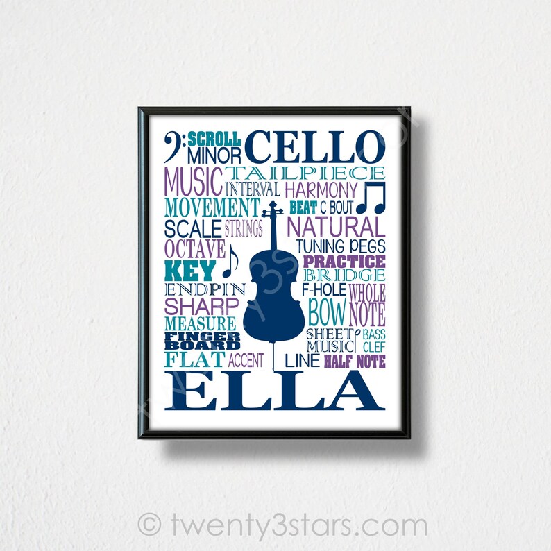 Cello Typography Poster Cellist Wall Art Cello Player Gift - Etsy