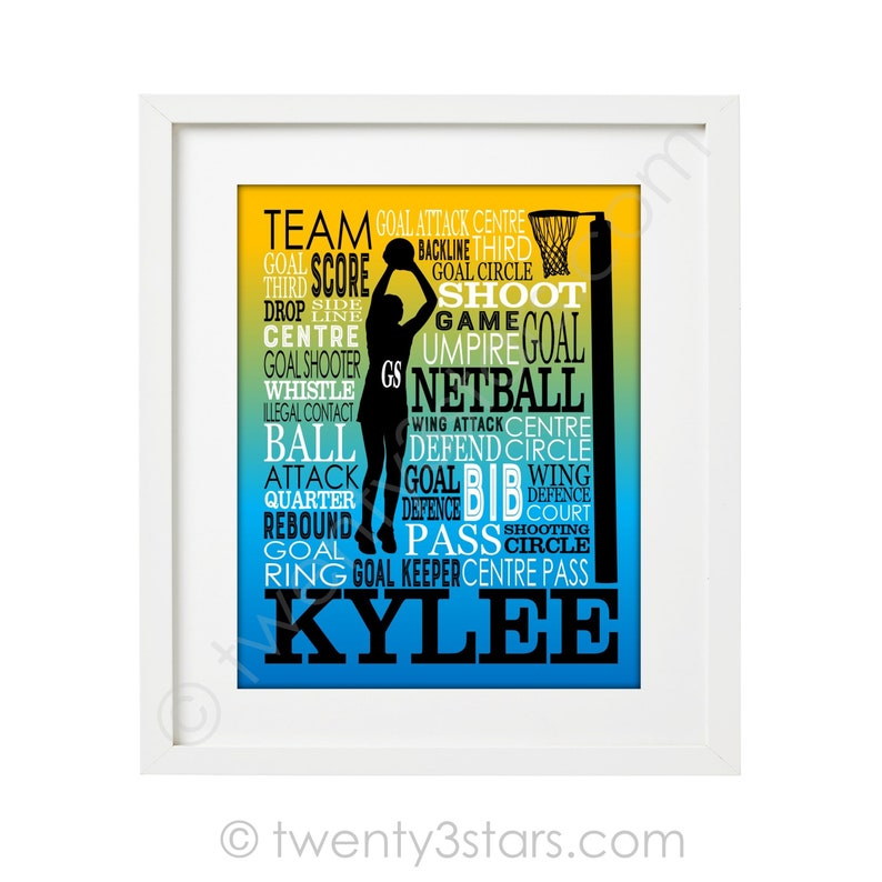 Netball Poster Typography Girls Netball Art Netball Team | Etsy