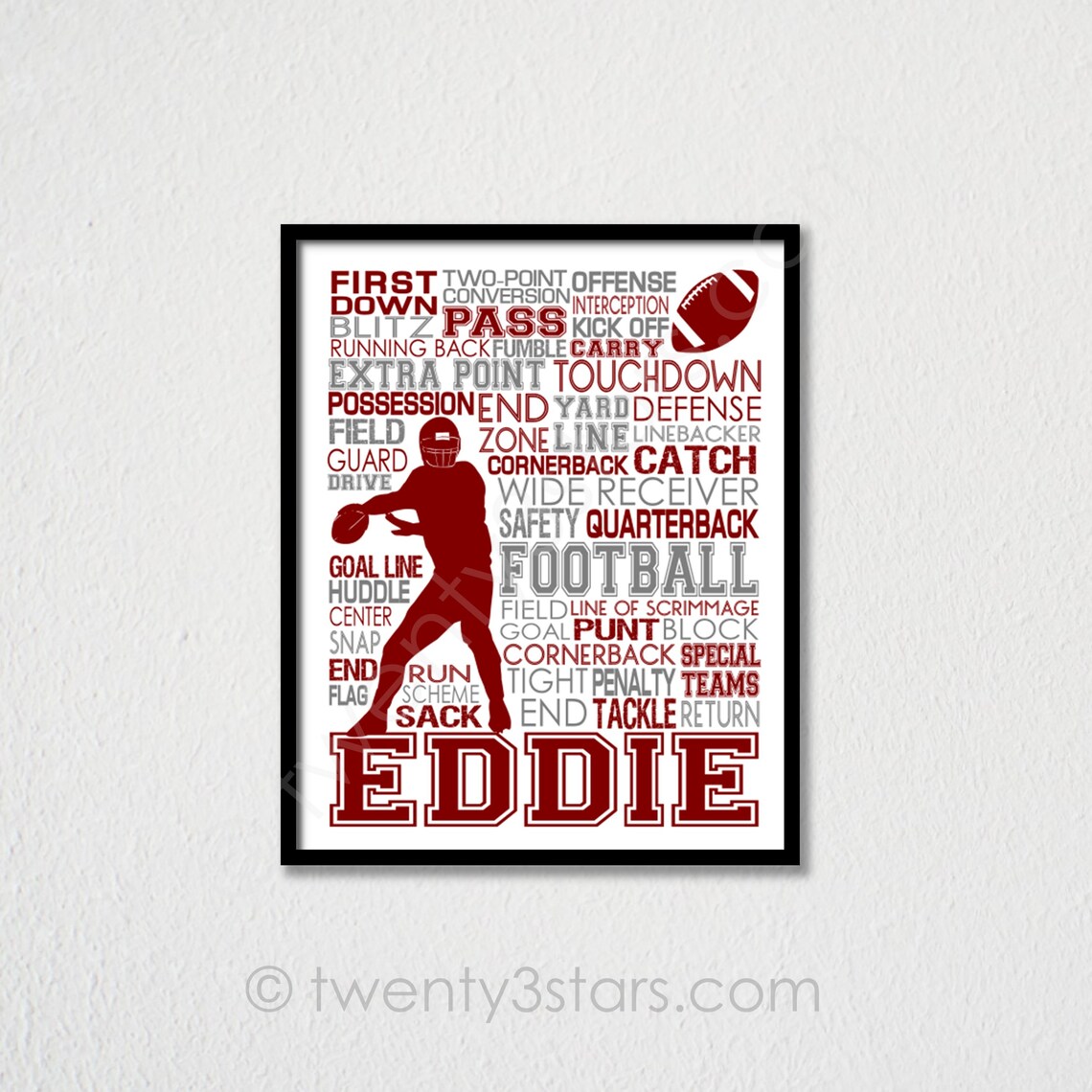 Football Typography Poster Football Art Football Team Print | Etsy