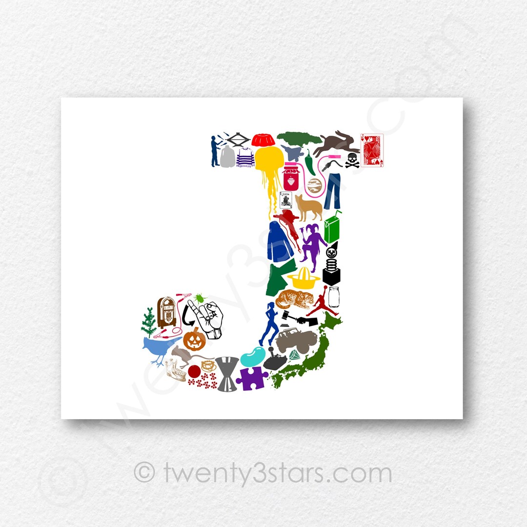 Letter J Poster, Letter J is for Art, J Nursery Wall Art Print, Baby ...