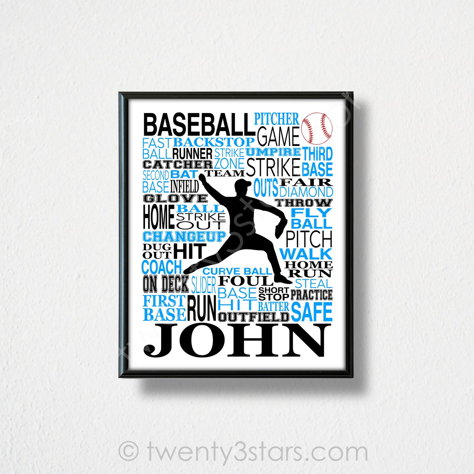 Baseball Pitcher Poster Boy's Baseball Room Art Baseball - Etsy