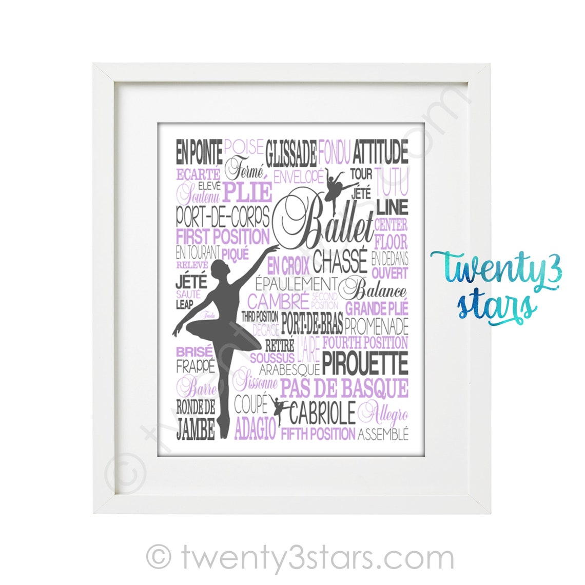 Ballerina Word Art Ballet Wall Art Personalized Gift for | Etsy
