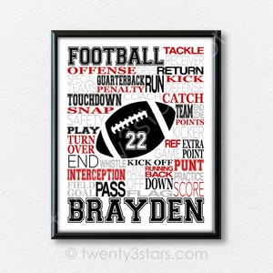 Football Typography Poster, Football Art, Football Team Print, Football ...