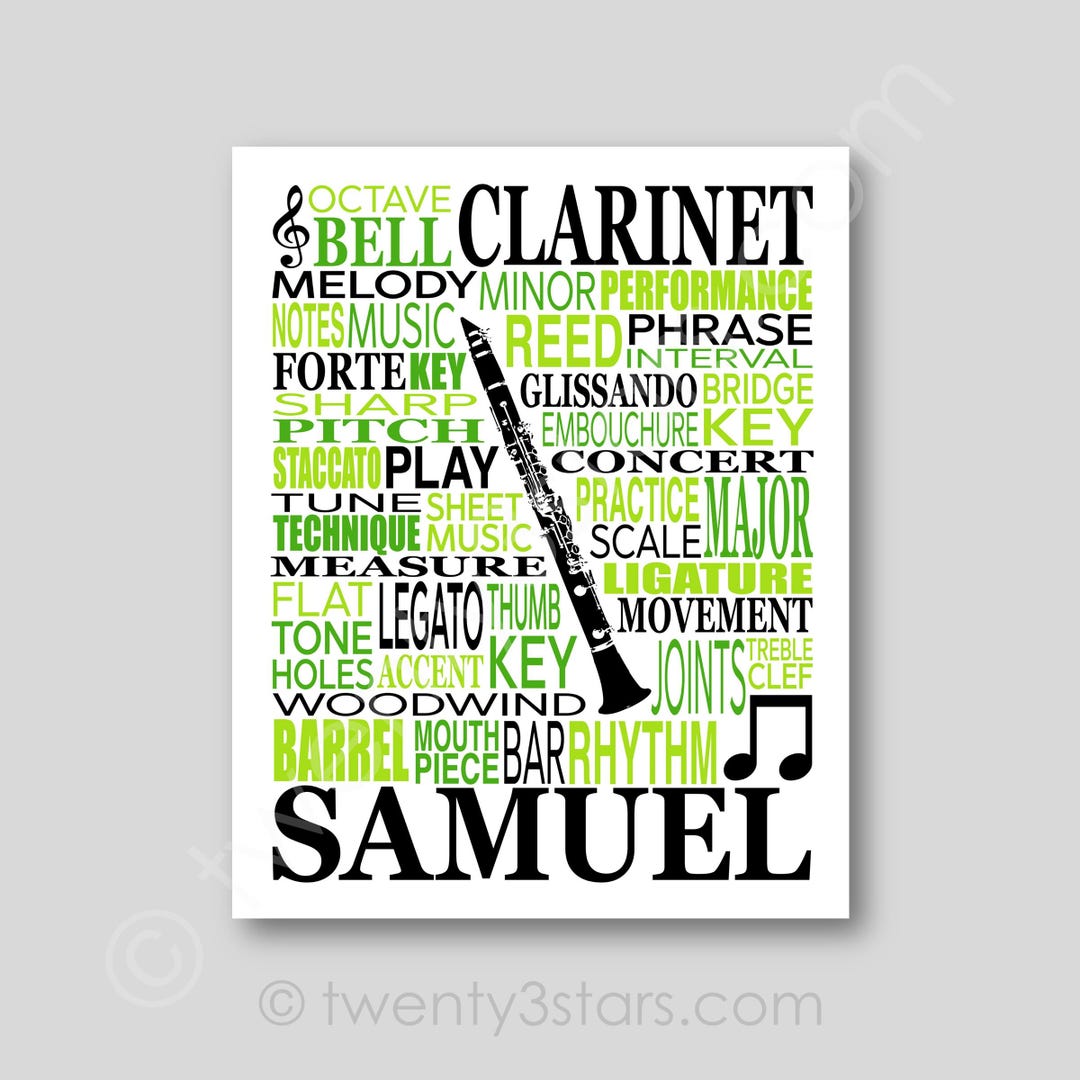 Customized Clarinet Poster Art, Clarinetist Poster, Custom Musician ...