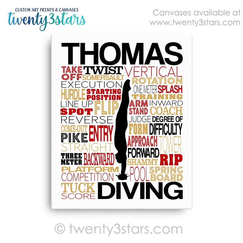 Personalized Diving Poster Diving Typography Art Gift for - Etsy