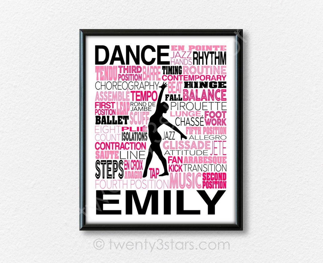 Dance Typography Poster Gift for Dancer Dance Team Art - Etsy