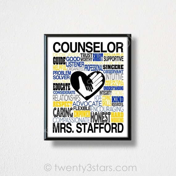 Personalized School Counselor Poster Educator Gift Gift for - Etsy