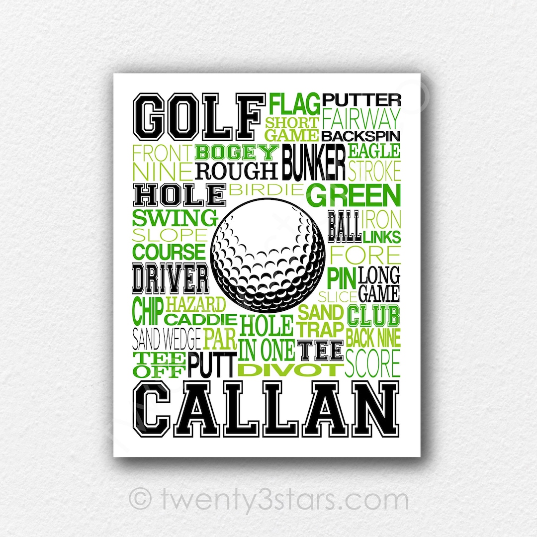 Golf Ball Poster Golf Word Art Golfing Name Art Custom Golfer Gift Golf ...