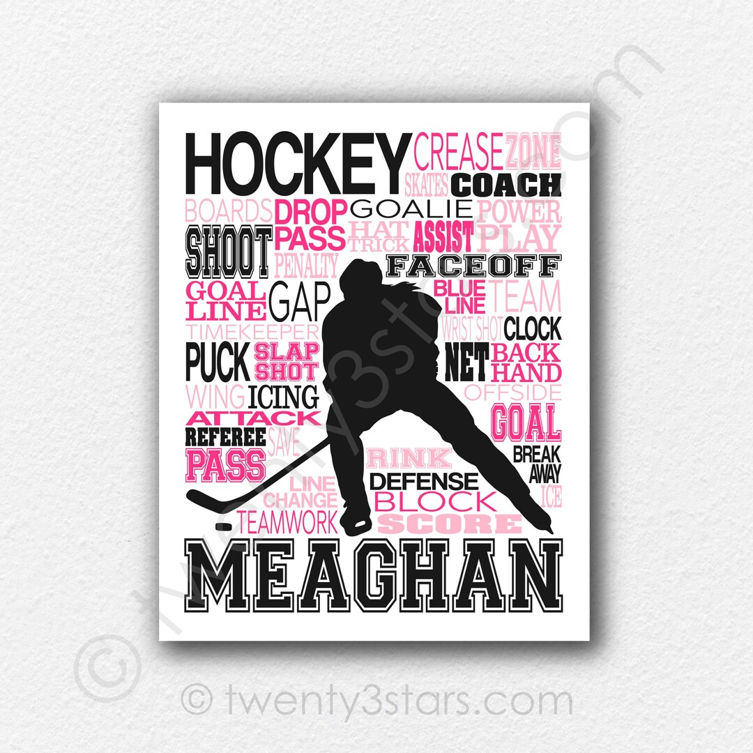 Girl's Hockey Word Art, Girls Hockey Gift, Hockey Team Gift, Gift for ...