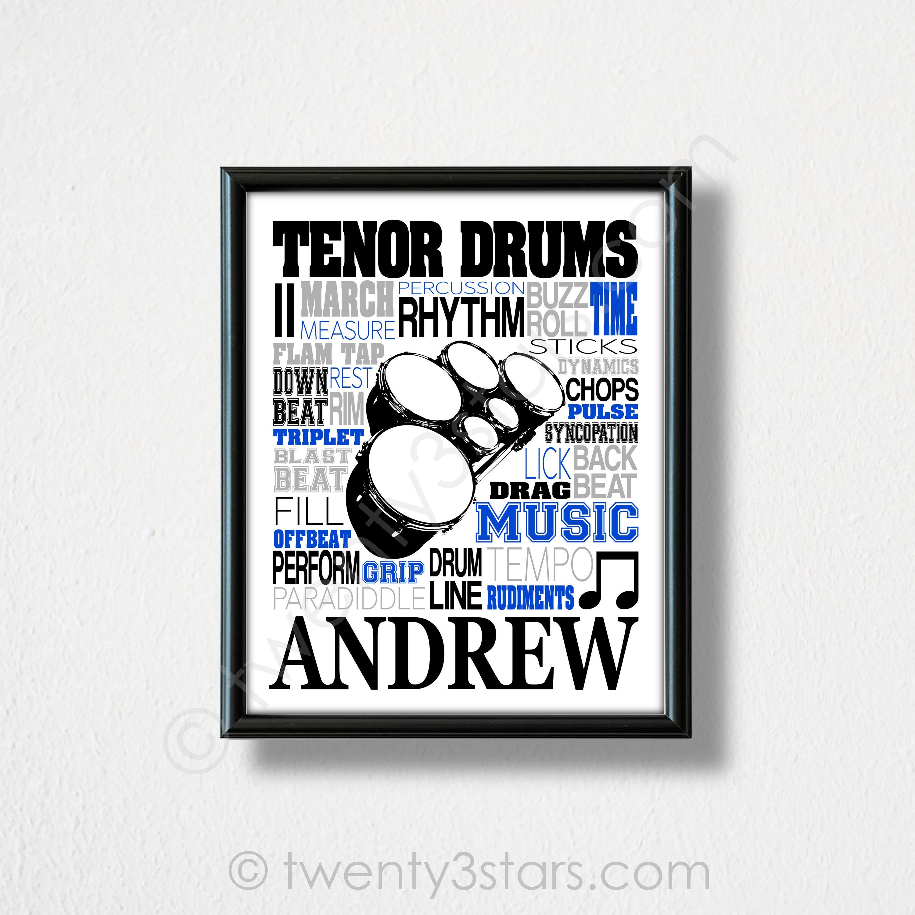 Drummer gift Custom Drums Poster Personalized Present Typography Art ...