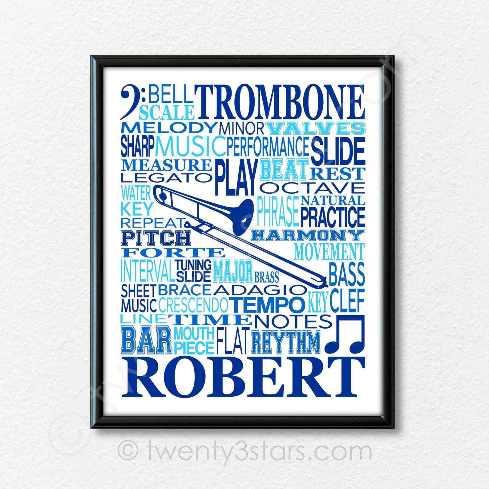 Custom Trombone Typography Poster: Marching Band Art - Etsy
