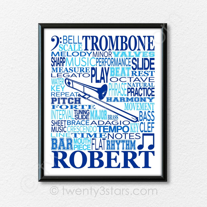 Custom Trombone Typography Poster: Marching Band Art - Etsy