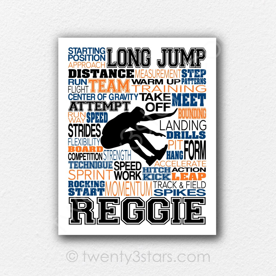 Long Jump Gift, Long Jump Typography Poster, Track and Field Art, Track ...