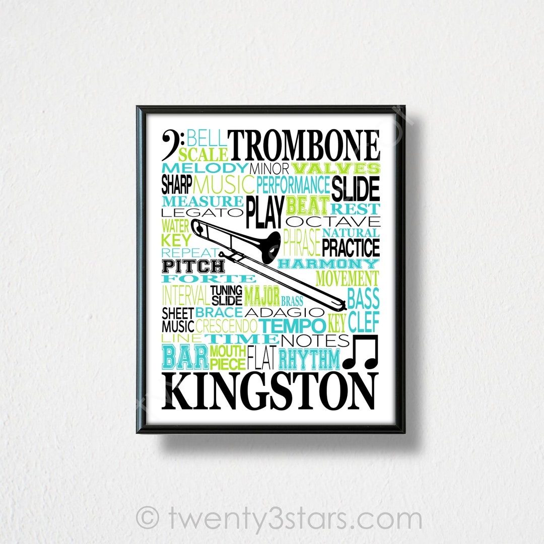 Custom Trombone Poster Trombone Typography Trombone Player - Etsy