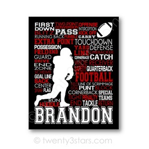 Football Running Back Art Football Typography Poster | Etsy