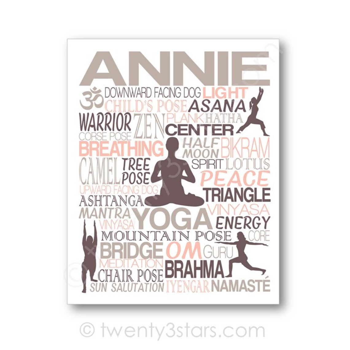 Yoga Typography Poster Print Yoga Studio Name Art Namaste - Etsy