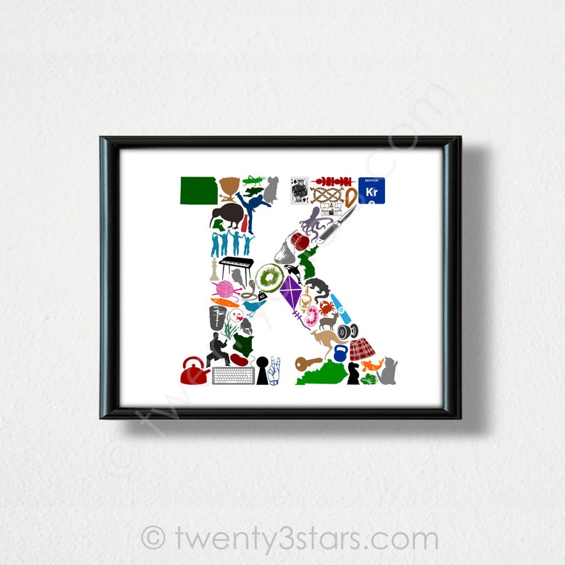 Letter K Poster Letter K is for Art K Nursery Wall Art - Etsy