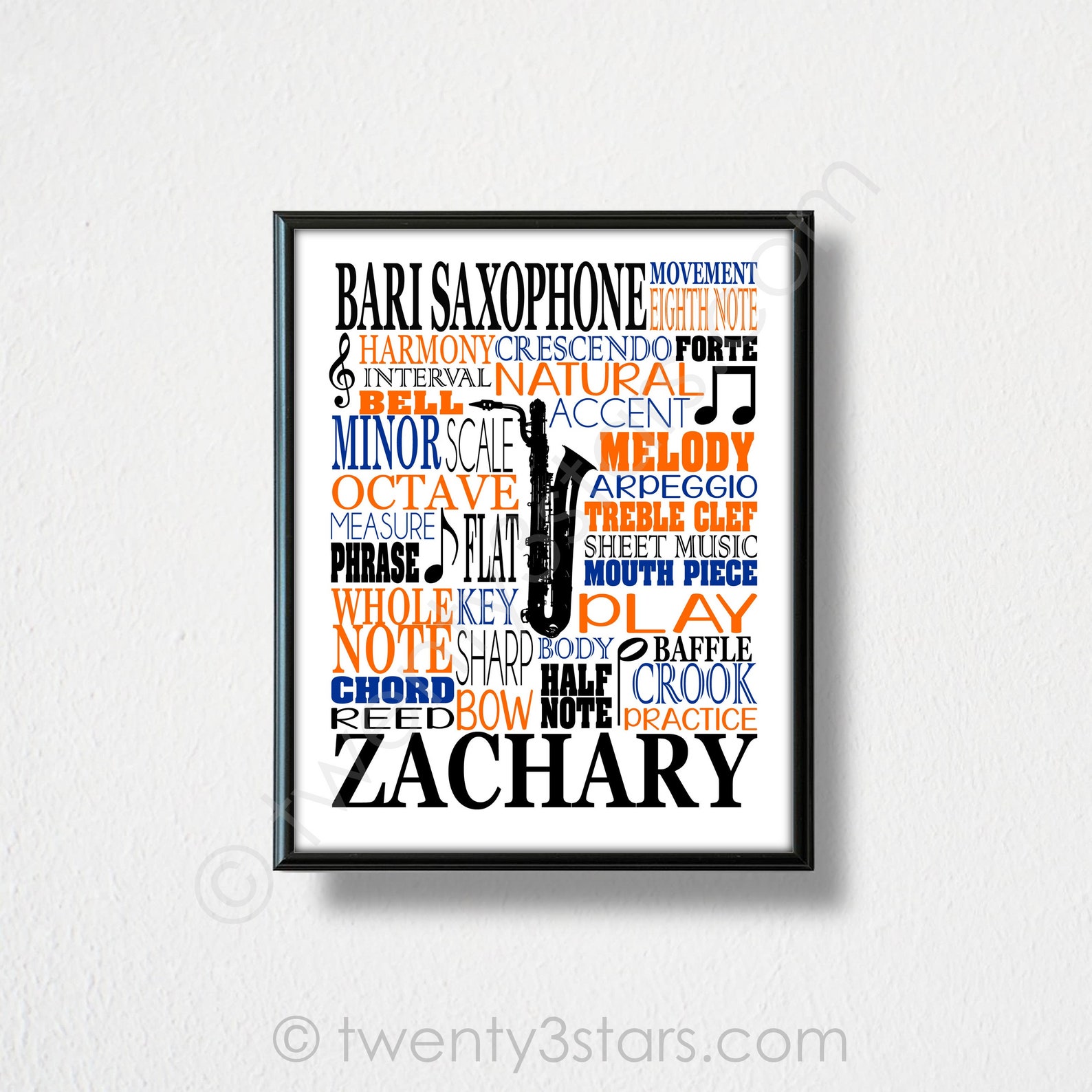 Saxophone Typography Poster Gift for Saxophone Player - Etsy