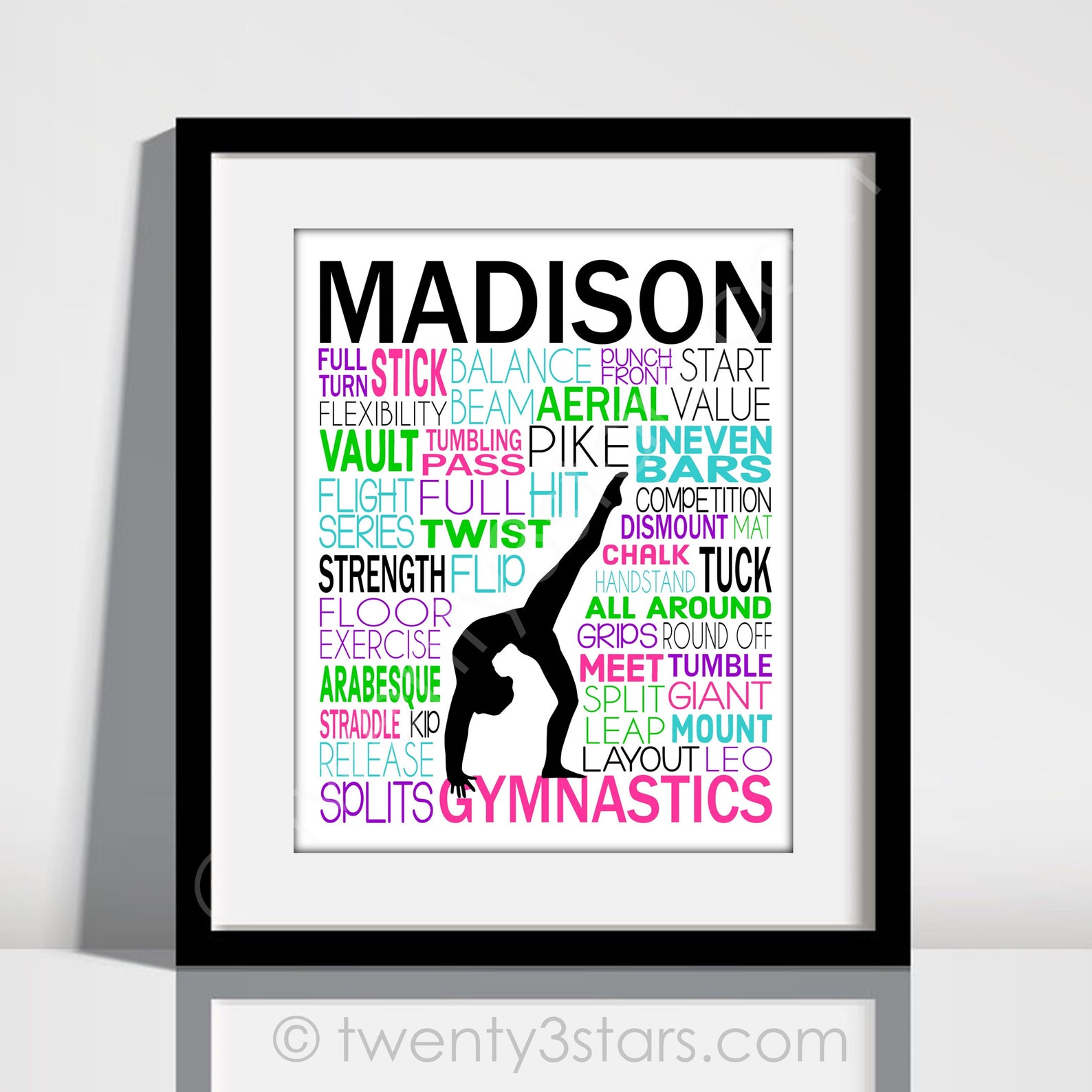Personalized Gymnastics Poster Gymnastics Typography Gymnast | Etsy