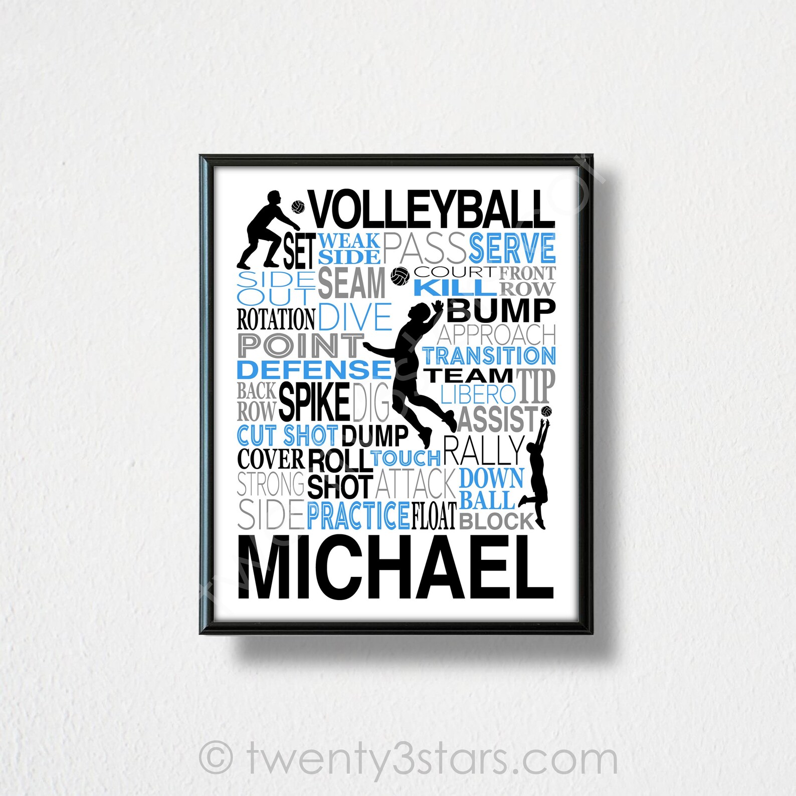 Custom Volleyball Poster, Choose Your Colors and Name, Girl's ...