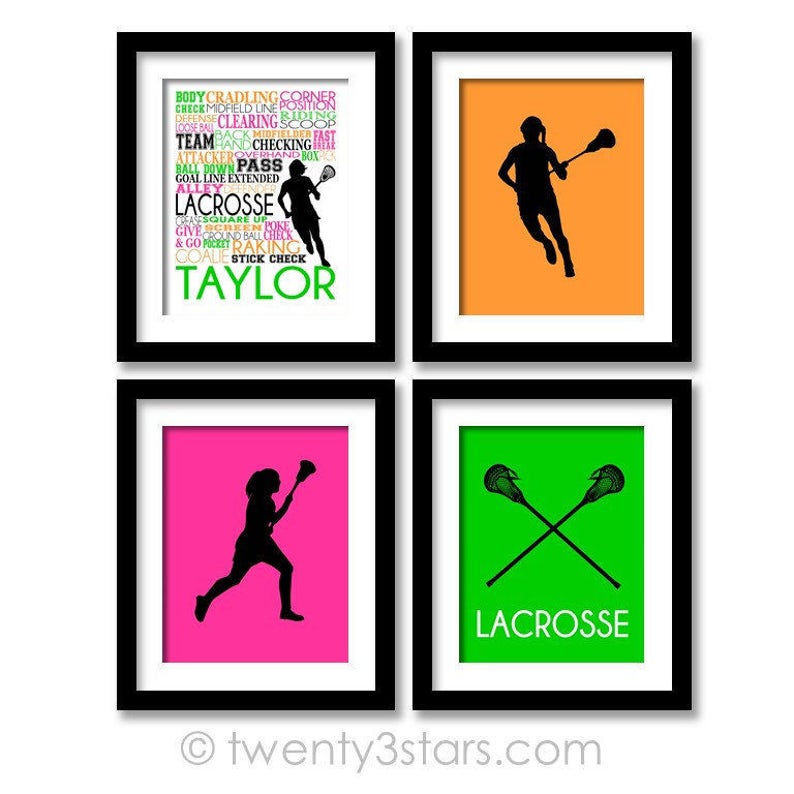 Girl's Lacrosse Posters Custom Lacrosse Art Lacrosse - Etsy