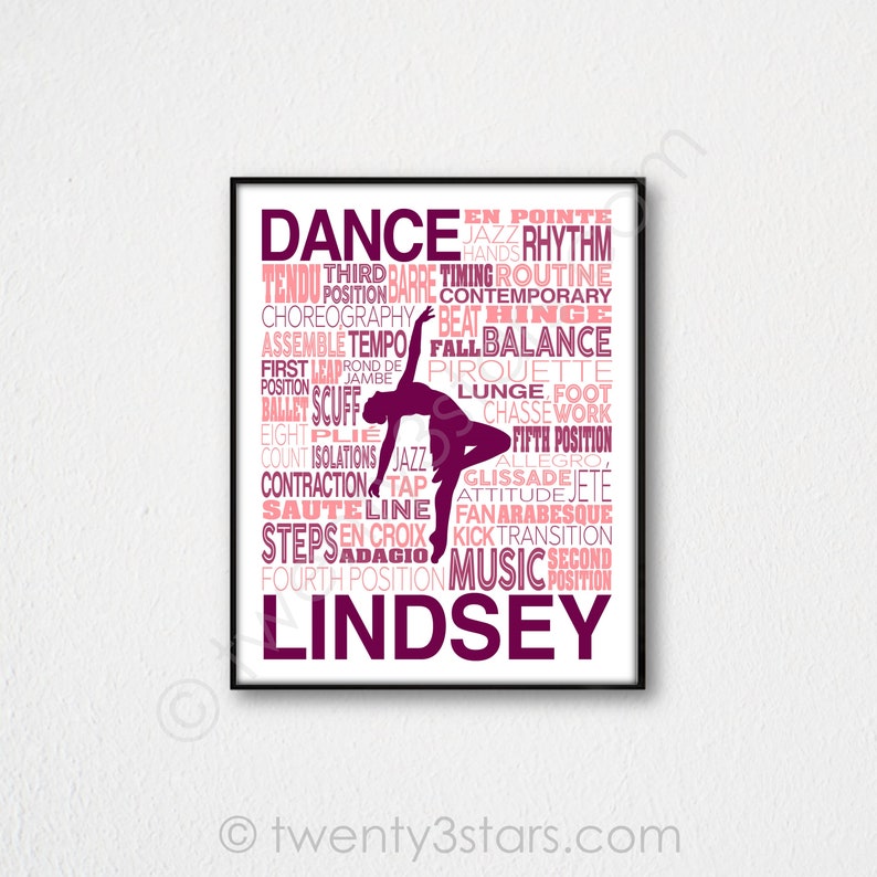 Dance Typography Poster Gift for Dancer Dance Team Art - Etsy