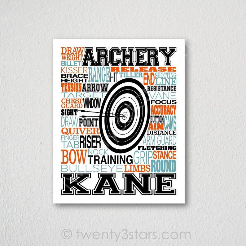 Archery Typography Poster Gift for Archer Archery Art Print - Etsy