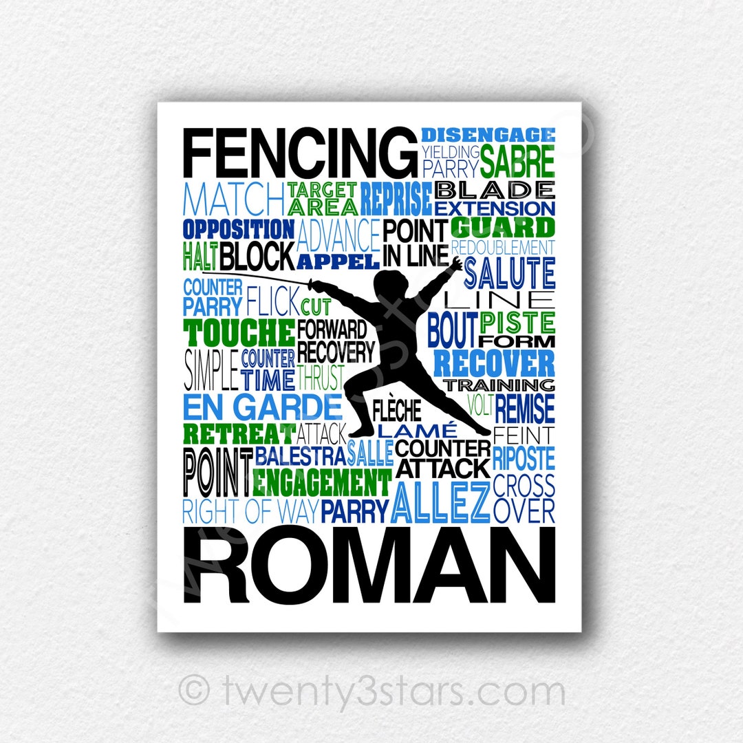 Custom Fencing Poster, Fencing Art, Fencer Gift, Gift for Fencing ...