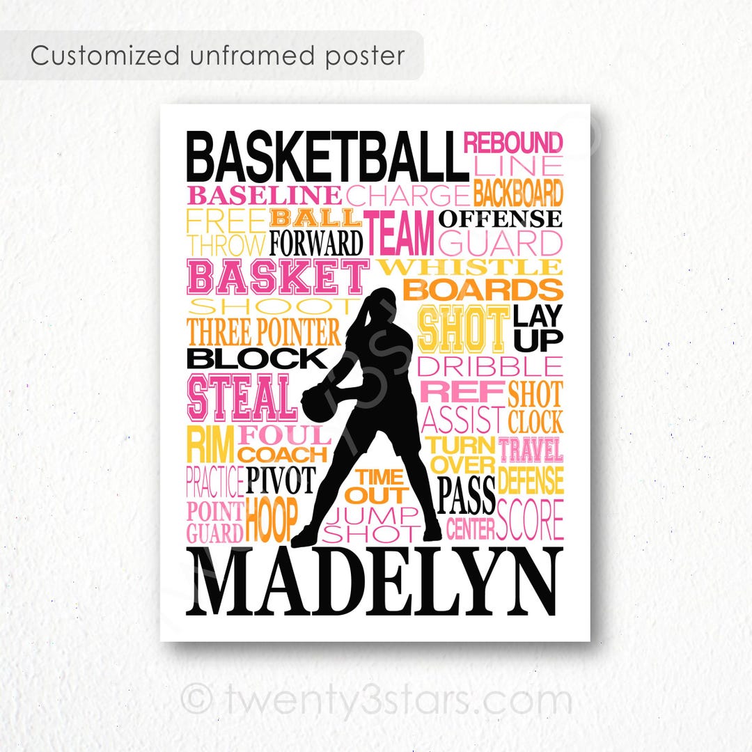 Girl's Basketball Word Art, Girls Basketball Art, Basketball Team Gift ...