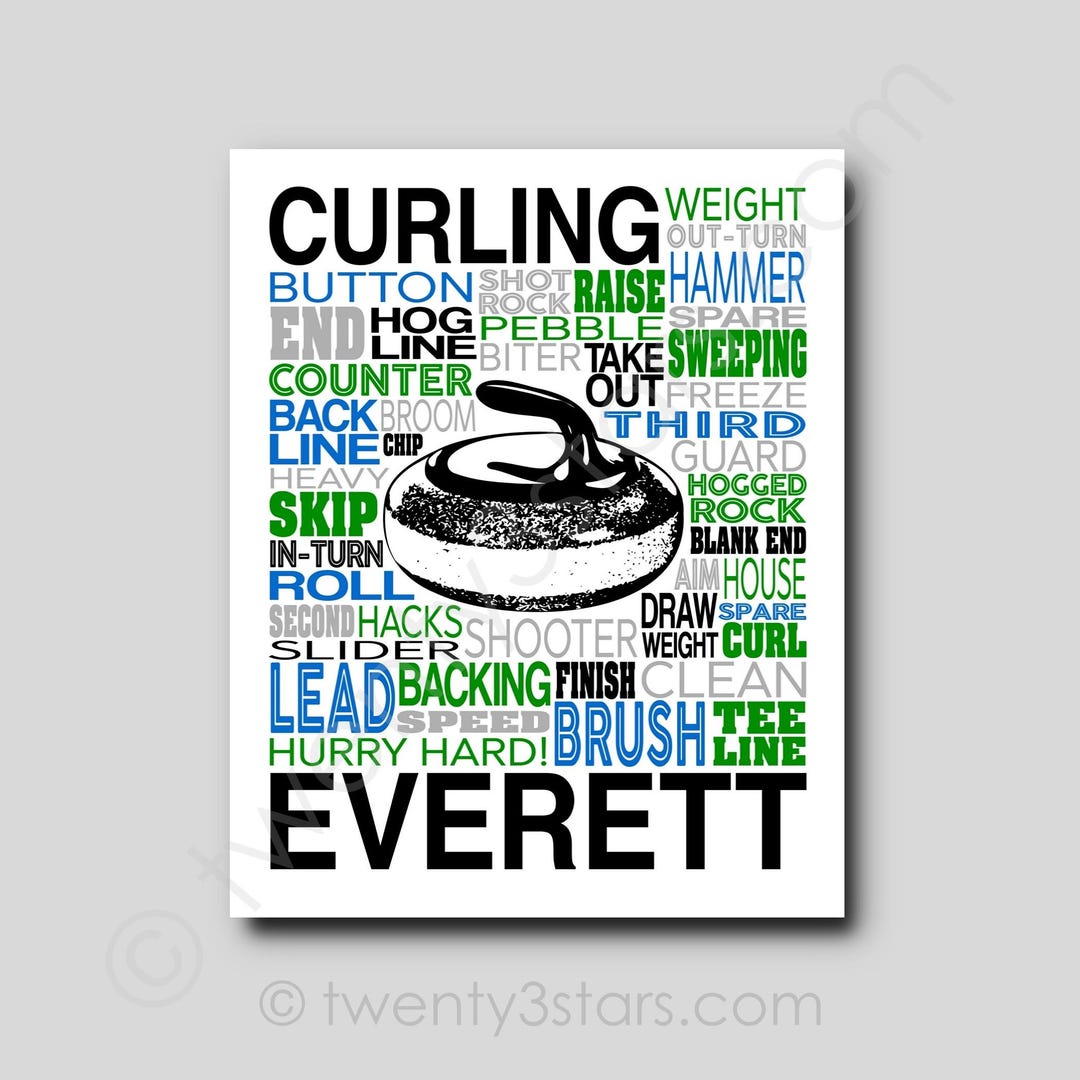 Personalized Curling Poster: Custom Team Colors, Typography Art - Etsy
