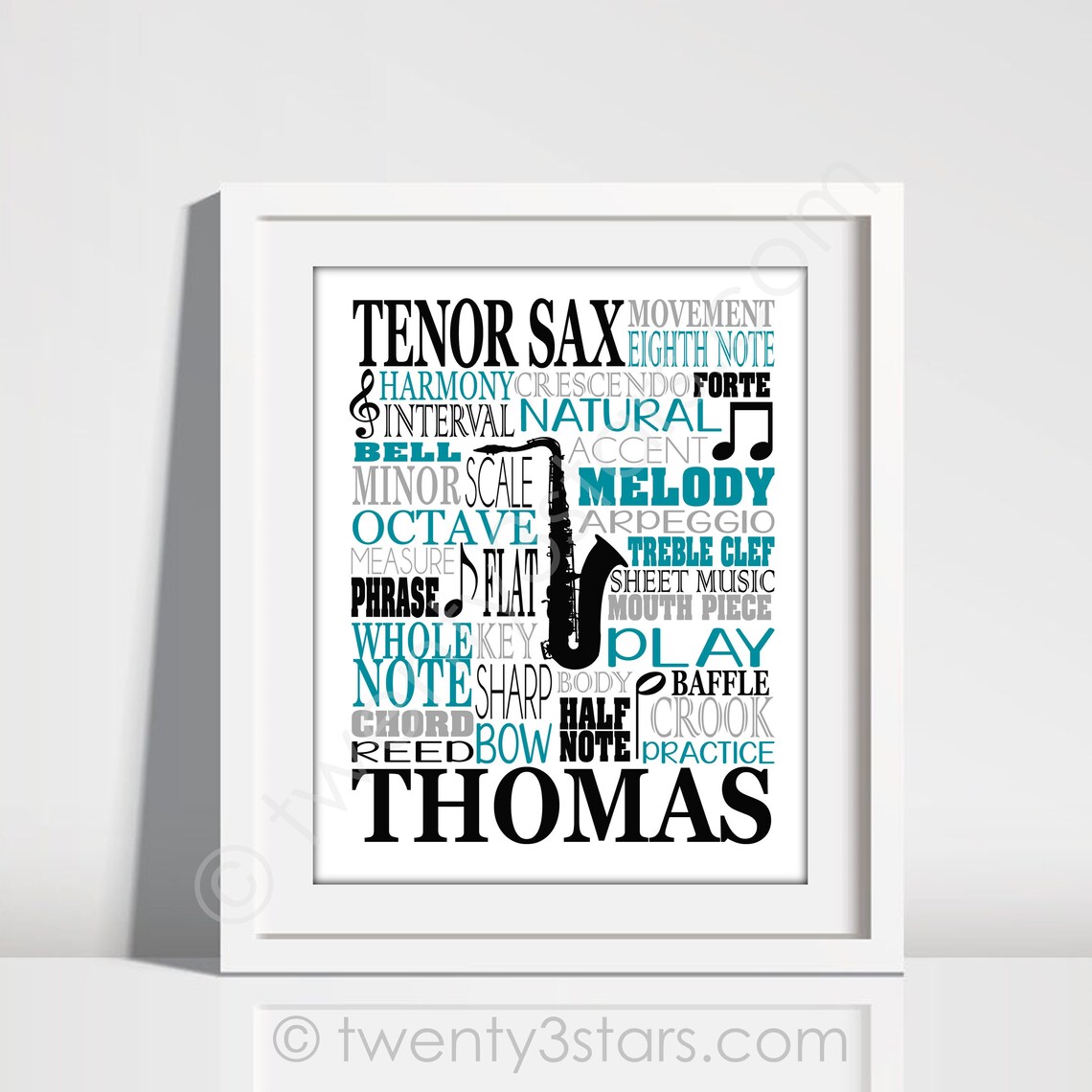 Saxophone Typography Poster Gift for Saxophone Player - Etsy