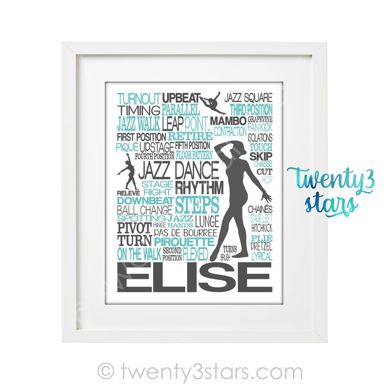 Jazz Dance Typography Poster Personalized Jazz Dancer Art | Etsy