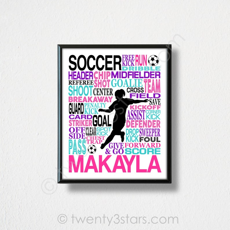 Girl's Soccer Poster Girls Soccer Typography Gift for - Etsy