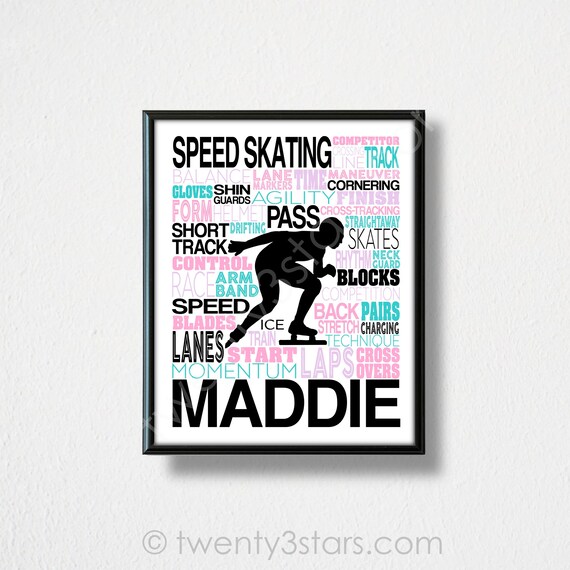 Speed Skating Poster Short Track Skater Art Gift for Speed - Etsy UK